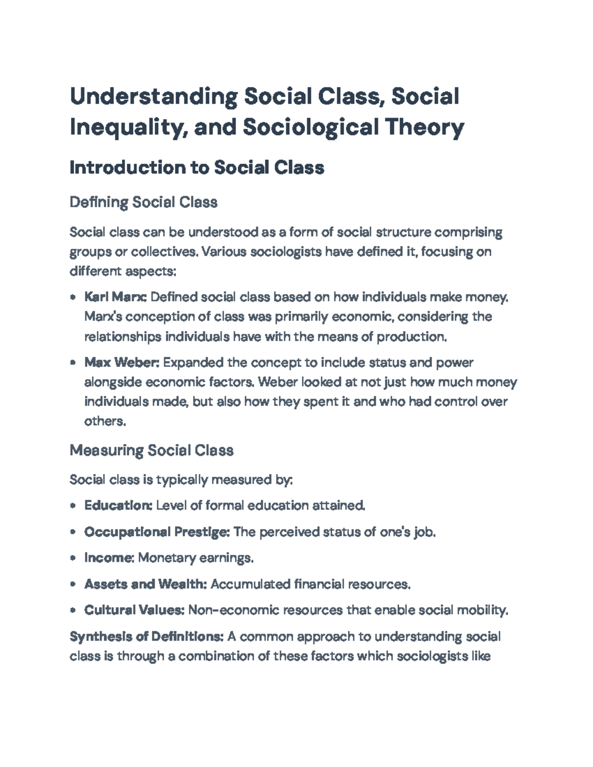 Social Class and Inequality: Insights from Major Sociological Theories ...