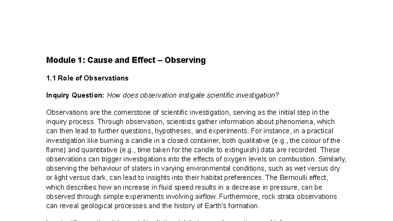 Module 1: Observations and Inferences in Scientific Inquiry - Studocu