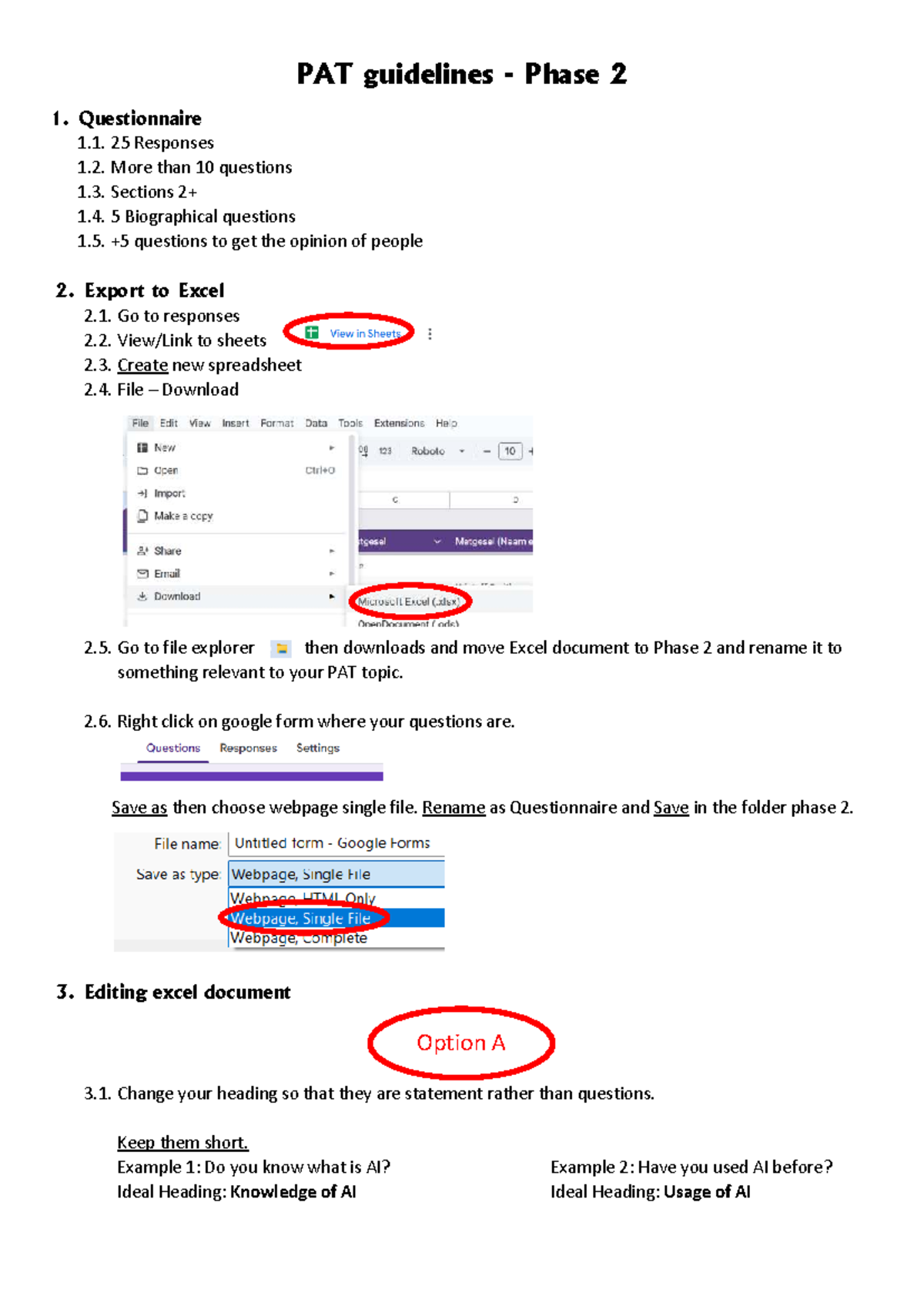 PAT Guidelines for Phase 2: Questionnaire and Data Management - Studocu