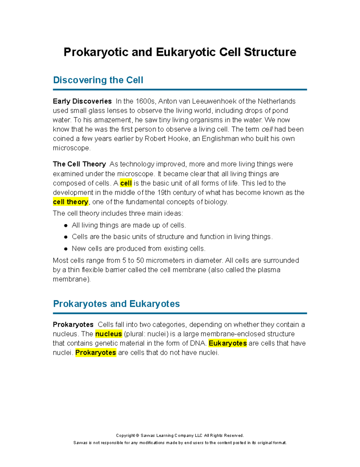 Cell Structure and Function: Prokaryotic and Eukaryotic Overview ...