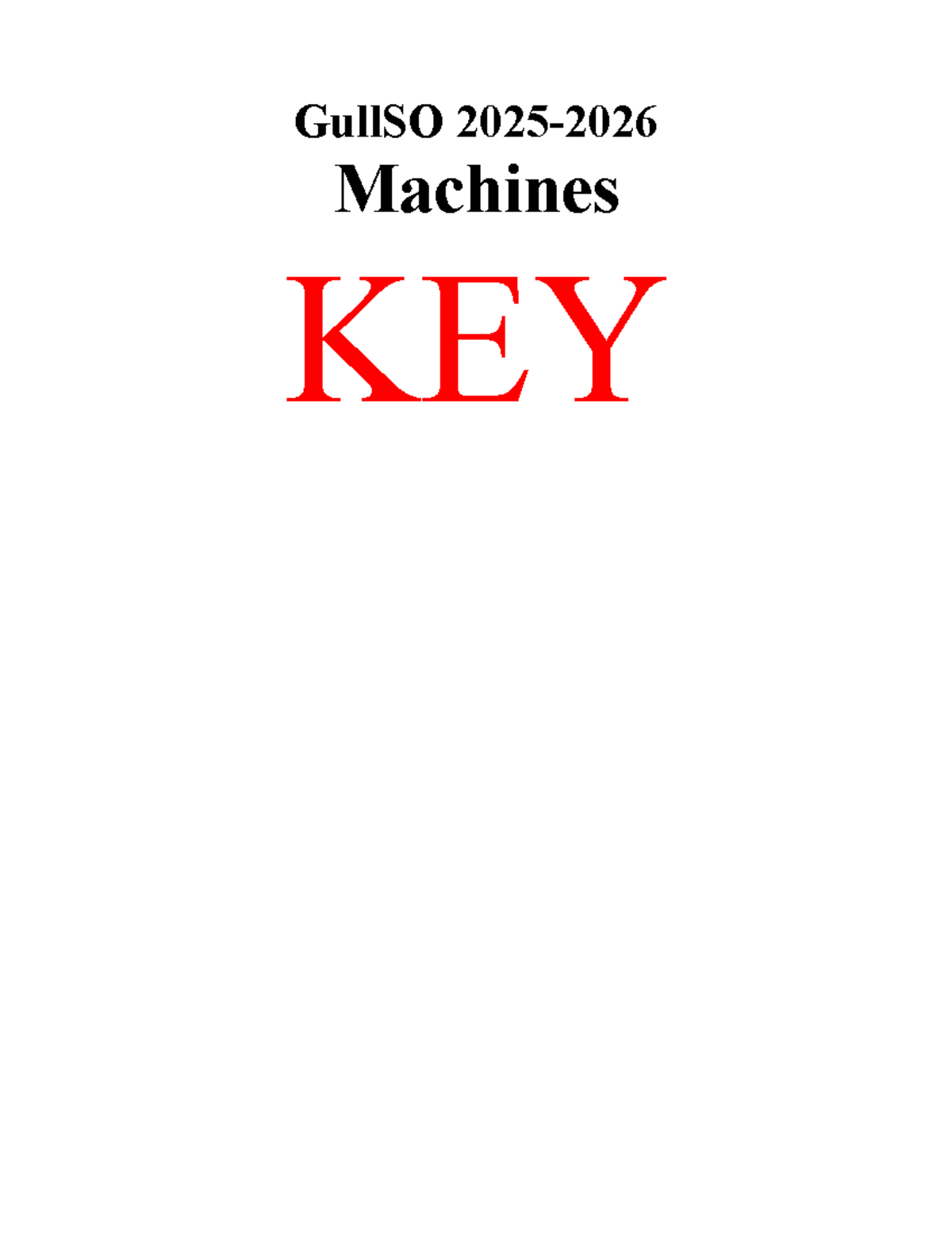 Gull SO 2026 Machines KEY: Lever Mechanics & Efficiency Problems - Studocu
