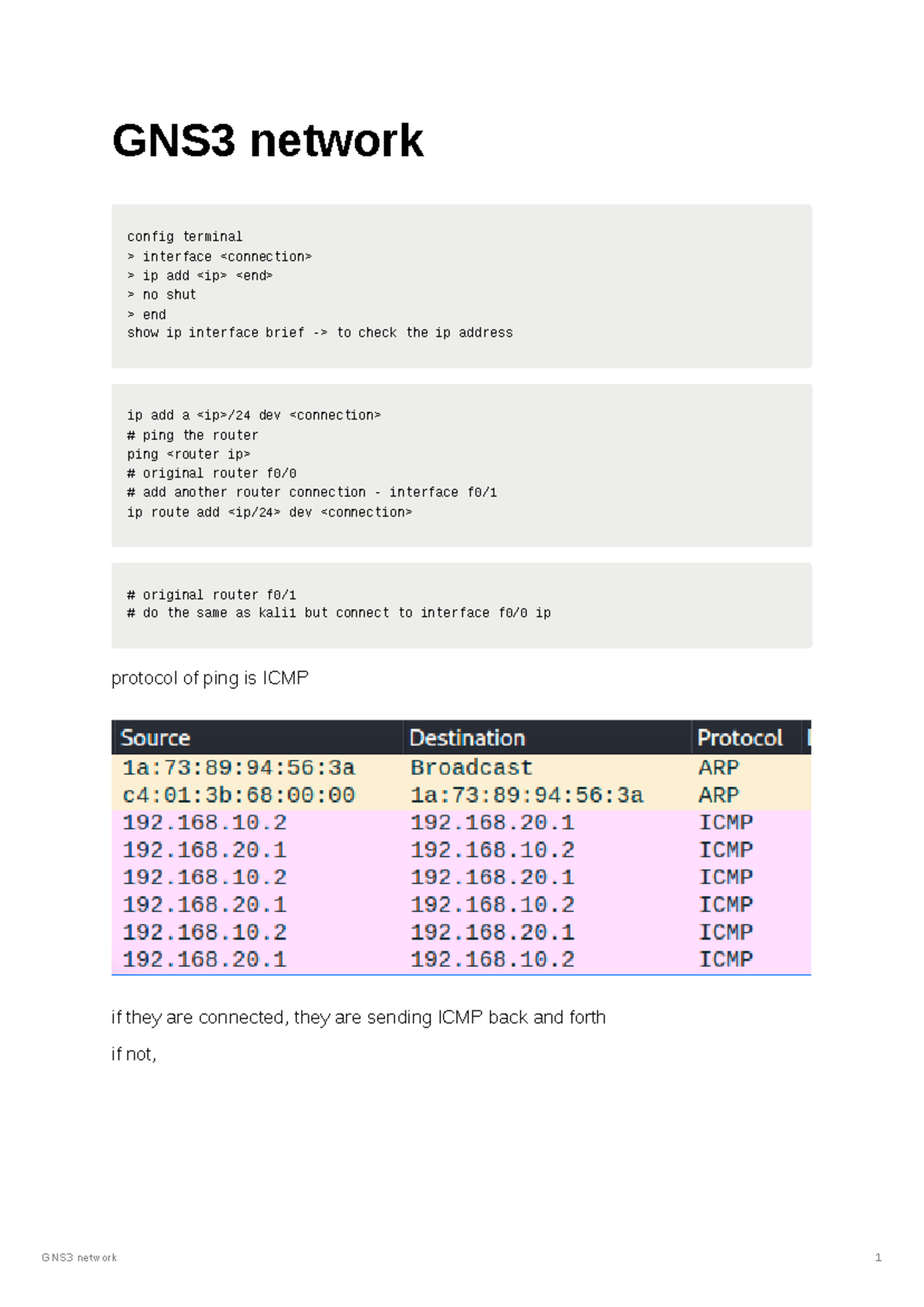 GNS3 Network Connection Setup Guide: Config Terminal & Commands - Studocu