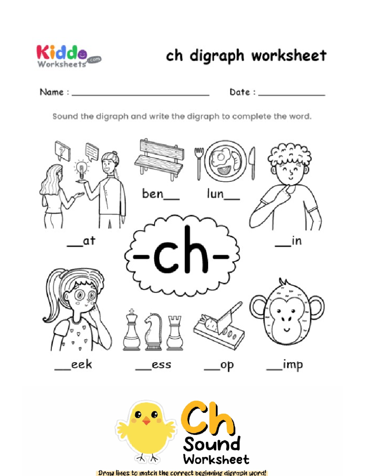 Consonant Digraphs Worksheet for Kindergarten - Kidde com ch - Studocu