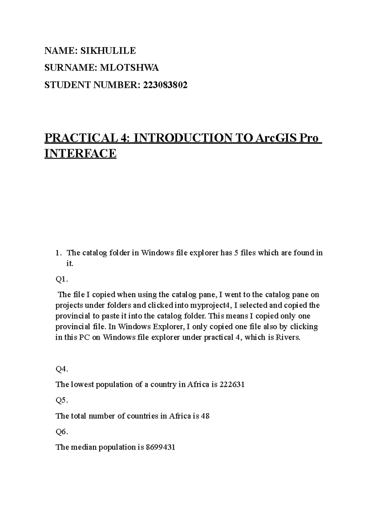 ENVS211 Practical 4: Introduction to ArcGIS Pro Interface - Studocu