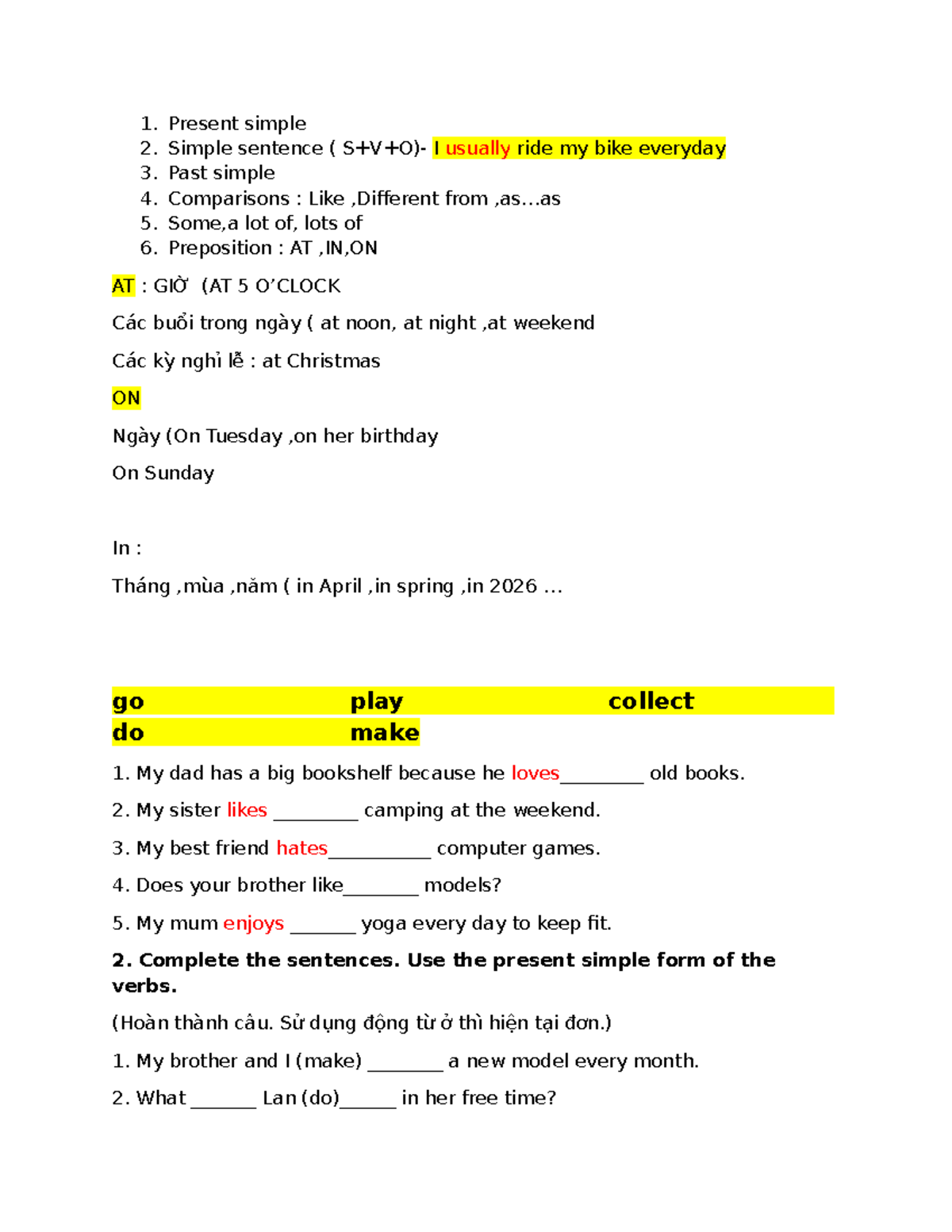 BTTA - Grammar Practice: Present & Past Simple, Comparisons ...