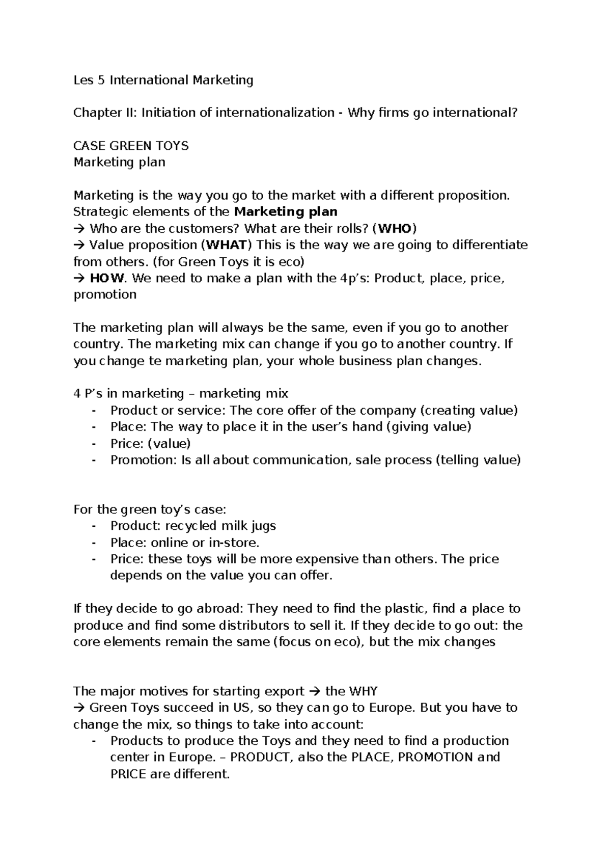 International Marketing Strategies: Green Toys Case Study (IM 202 ...