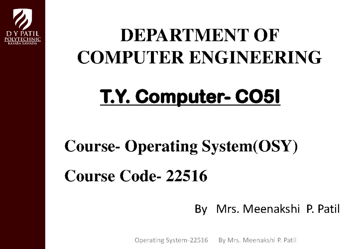 OSY-22516 Unit 1 Notes: Overview & Components of Operating Systems ...