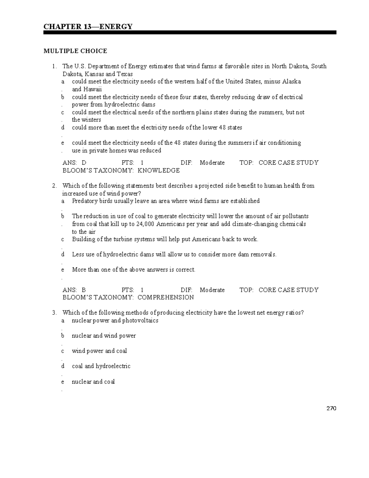 Chapter 13 - Energy: Multiple Choice Questions and Answers (ES) - Studocu