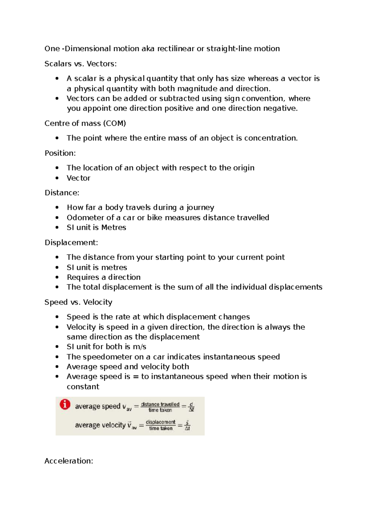 Kinematics and Projectile Motion Notes (PHYS 101) - Studocu