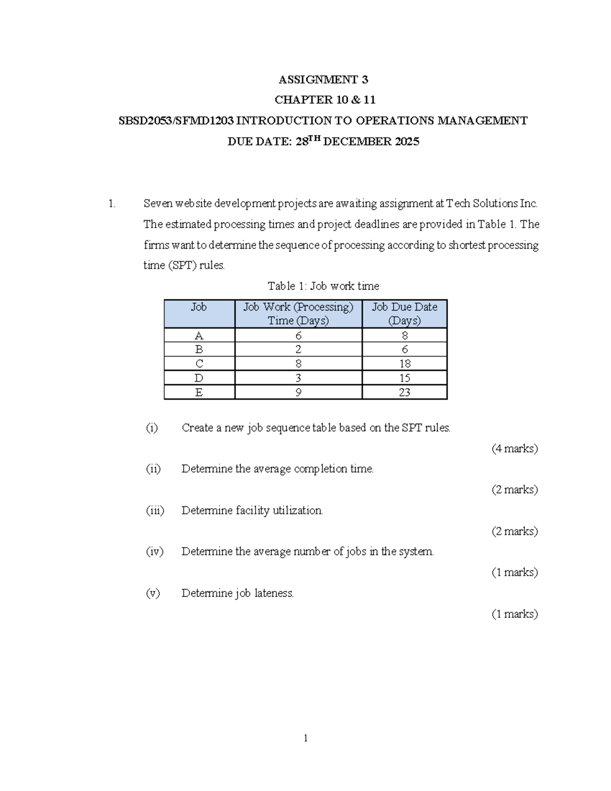 Assignment 3: Operations Management - Chapters 10 & 11 Analysis - Studocu