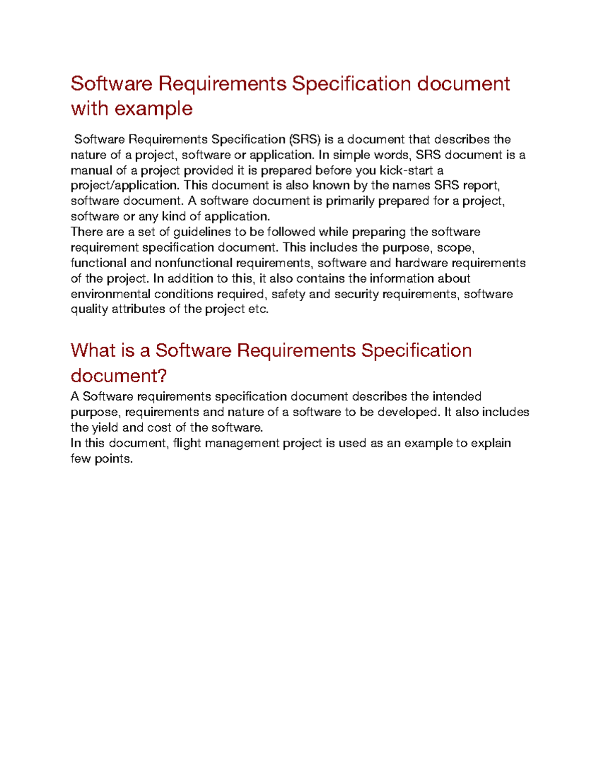 SRS writing example - Software Requirements Specification document with ...