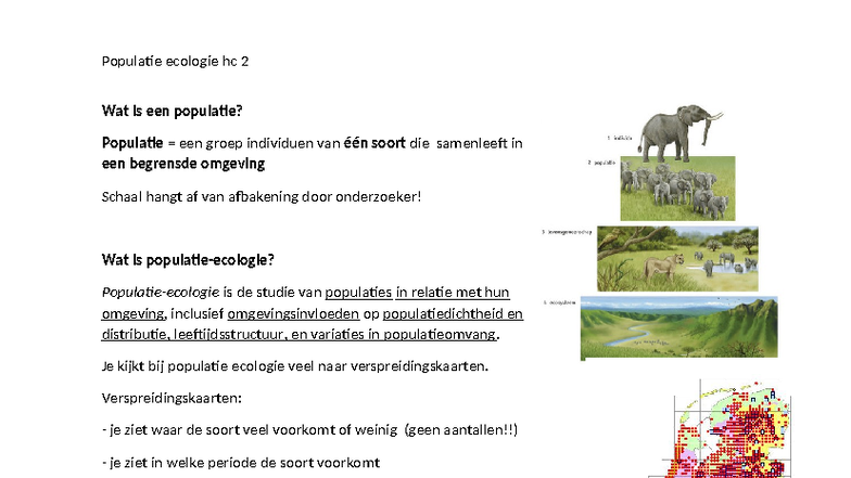 Populatie Ecologie HC 2: Inleiding tot Populaties en Verspreiding ...