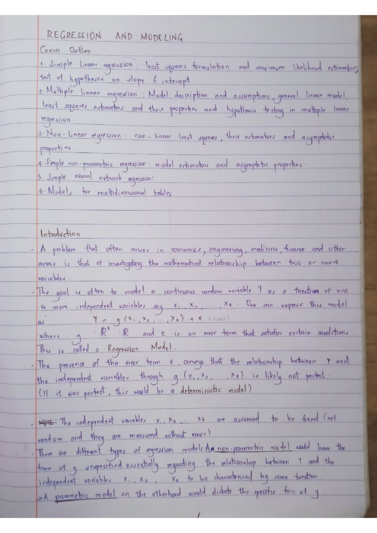 REGRESSION AND MODELING Course Outline: Key Concepts and Techniques ...