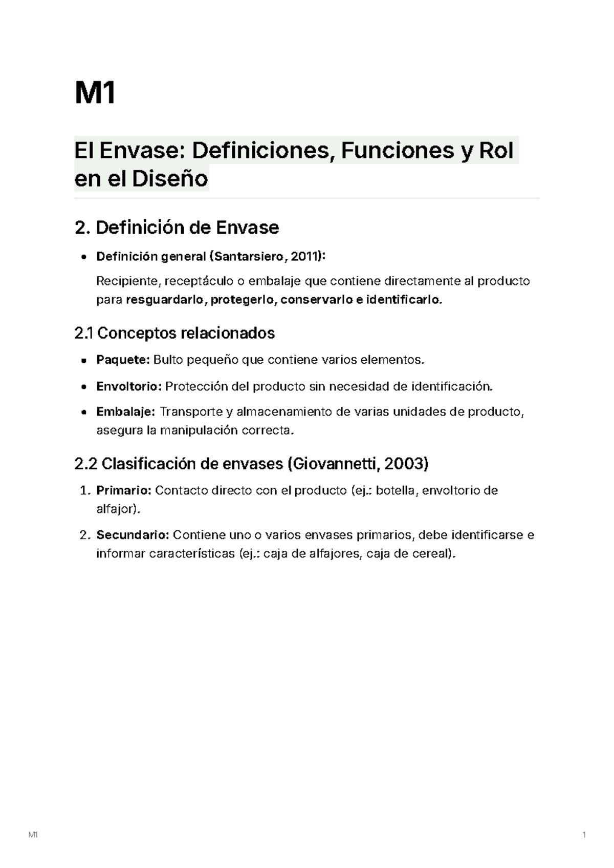 M1 El Envase: Definiciones, Funciones y Diseño en Marketing - Studocu