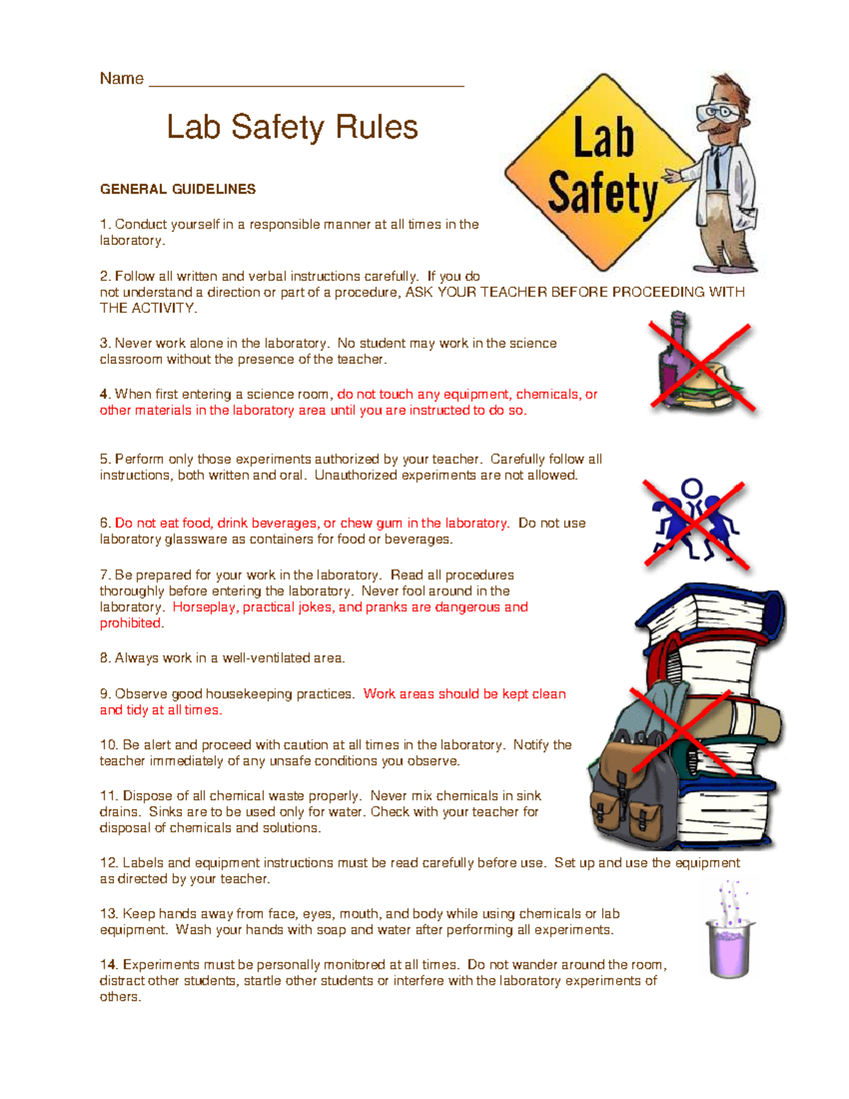 Lab Safety Rules Contract for Science Class - Studocu