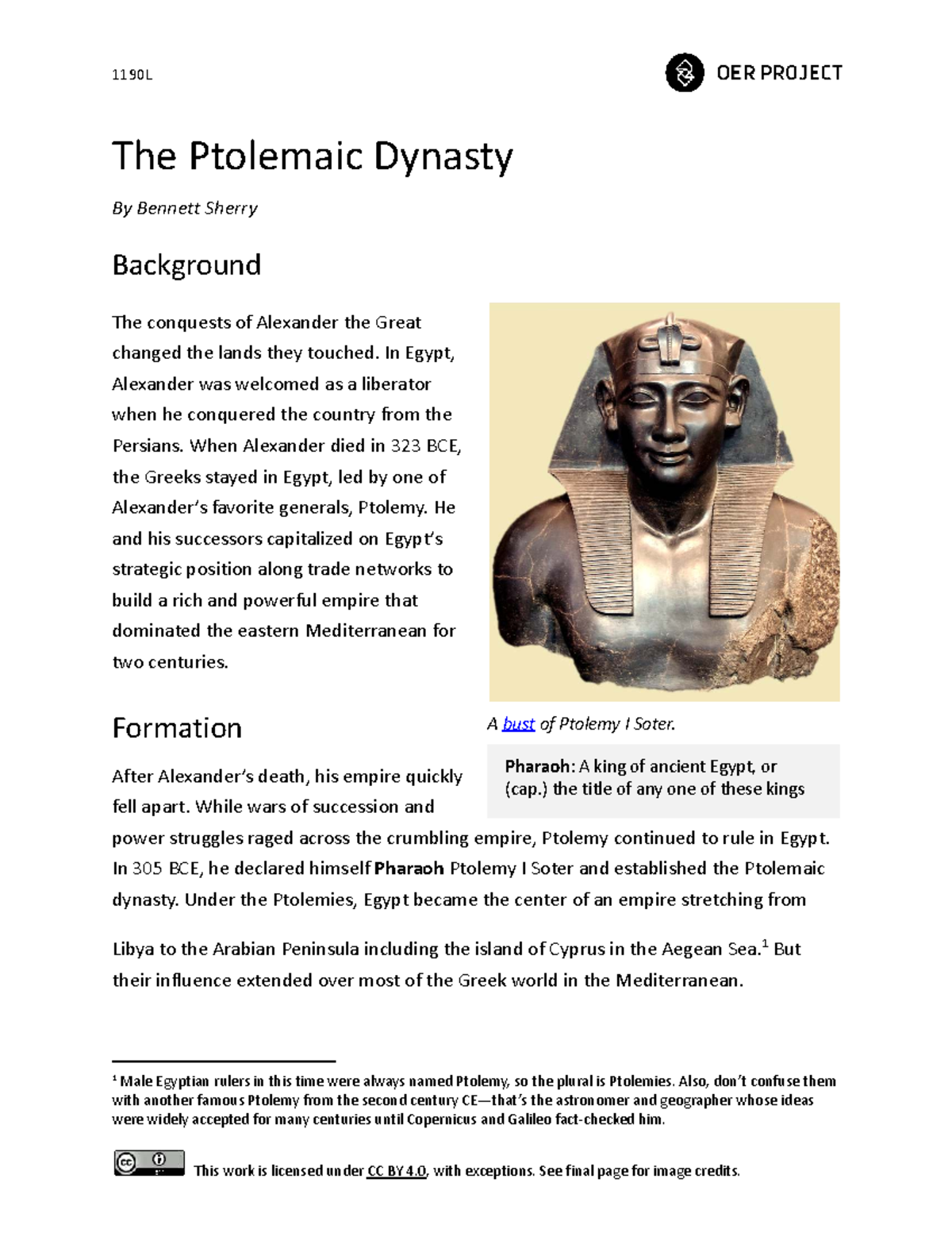 1190L The Ptolemaic Dynasty: Rise, Rule, and Roman Influence - Studocu