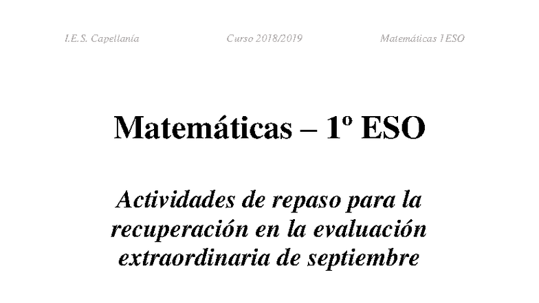I.E.S. Capellanía 1ESO Matemáticas - Actividades de Repaso para ...