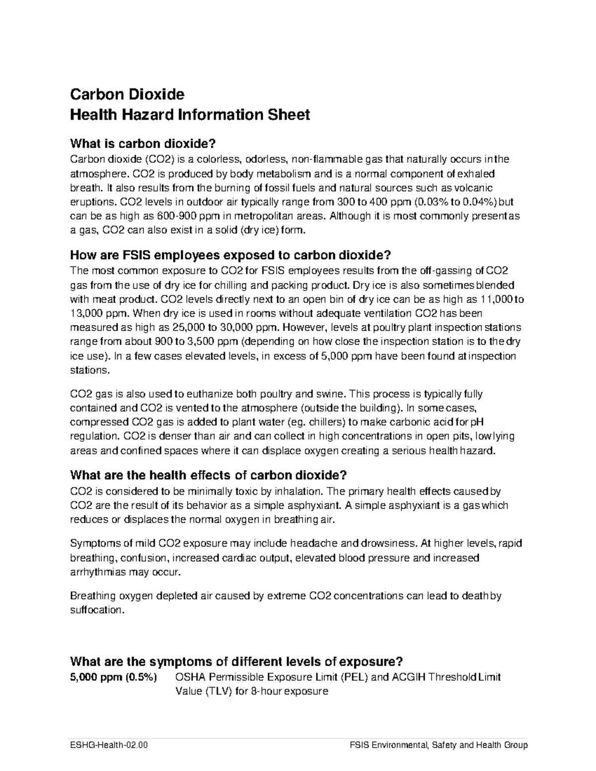 Carbon Dioxide (CO2) Health Hazards: Exposure & Effects Guide - Studocu