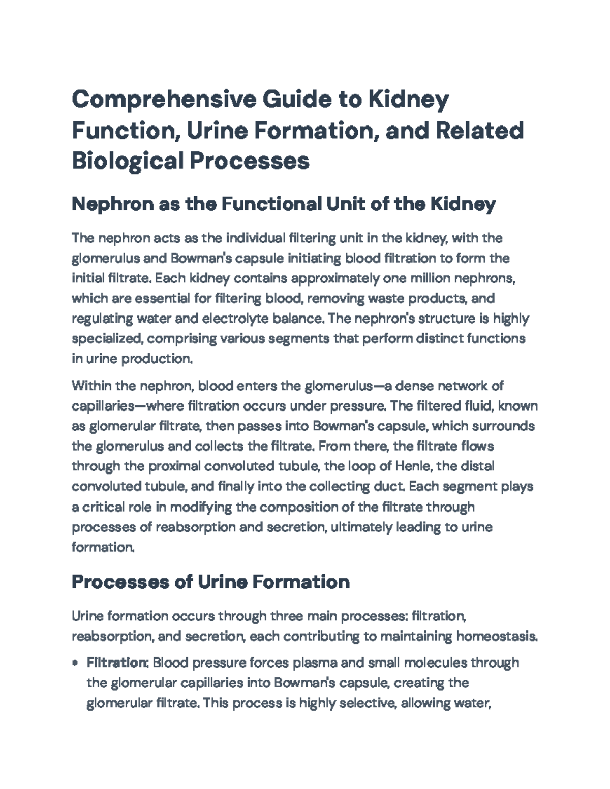 Comprehensive Overview of Kidney Function & Urine Formation Processes ...