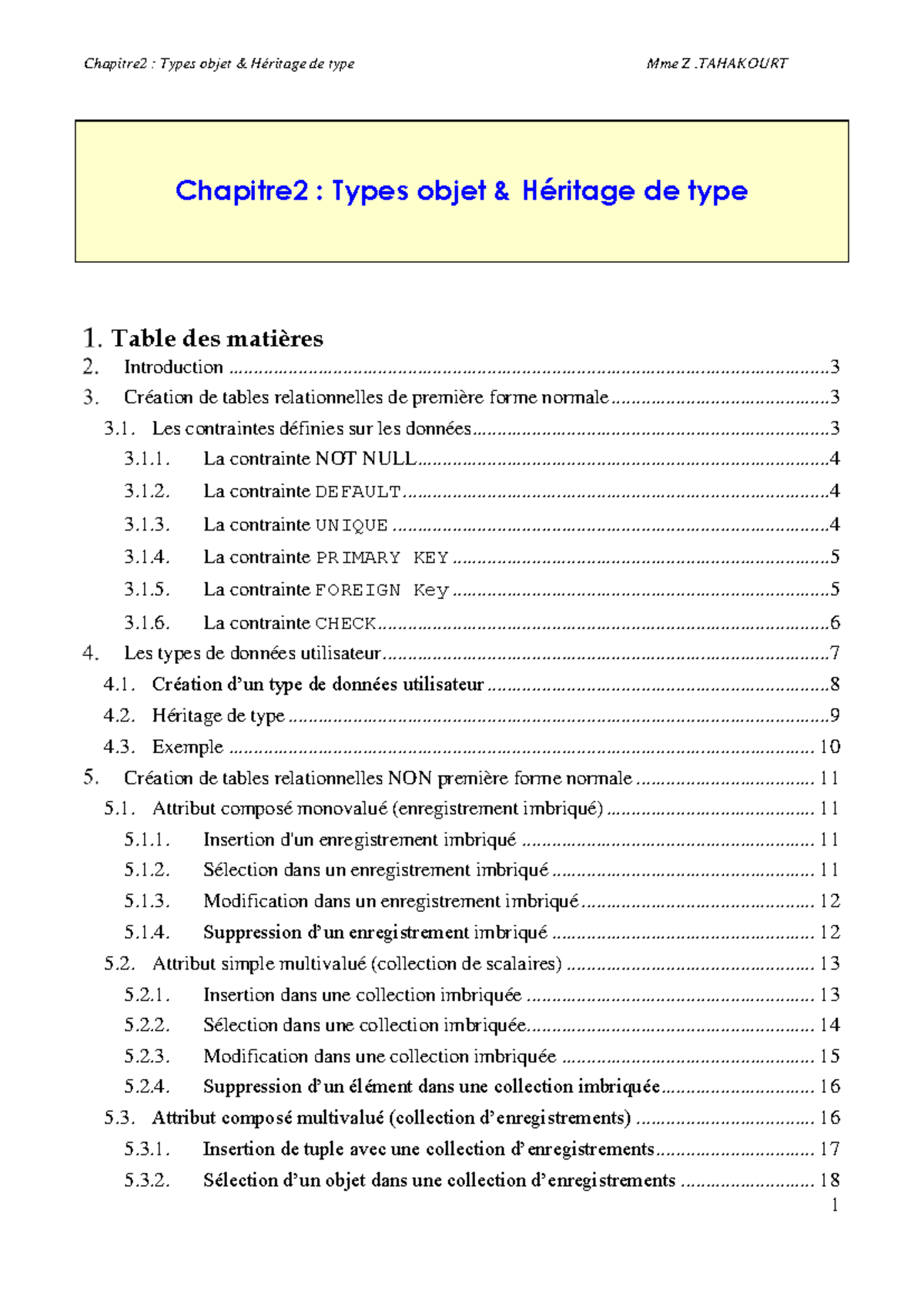 Chap2-Types utilisateurs - Chapitre2 : Types objet & Héritage de type ...