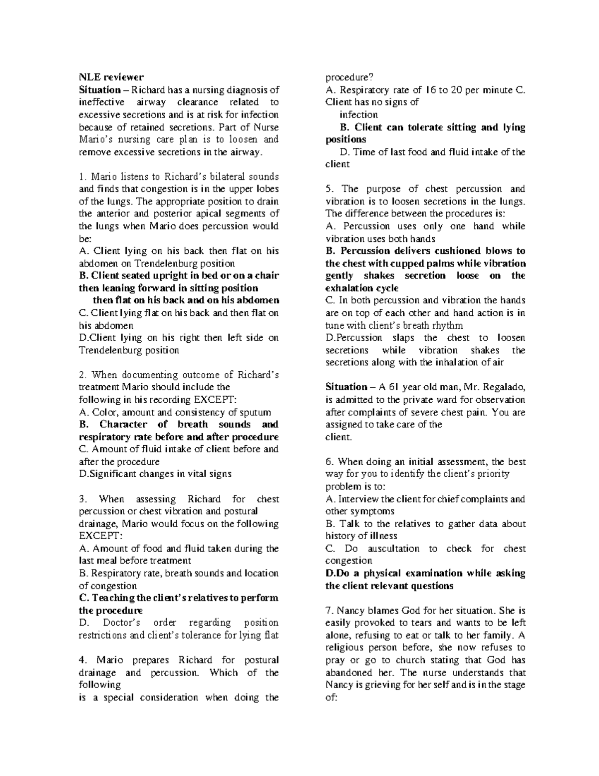 NLE - Comprehensive Nursing Reviewer Notes - Studocu