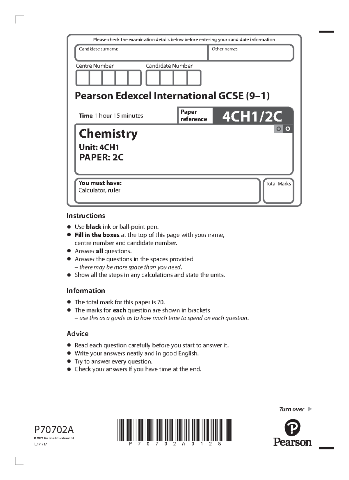 Past Paper if IGCSE - Centre Number Candidate Number P70702A0128 Turn ...