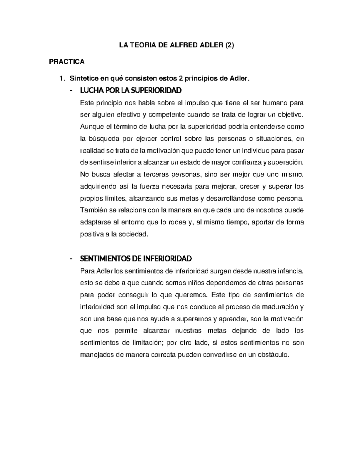 LA TEORÍA DE ALFRED ADLER: PRINCIPIOS DE SUPERIORIDAD E INFERIORIDAD ...