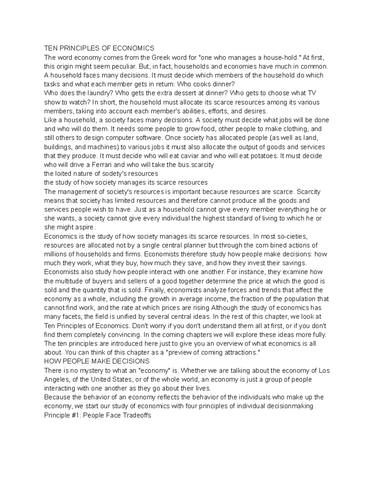 Econ AP Summer Reading: Understanding the Ten Principles of Economics ...