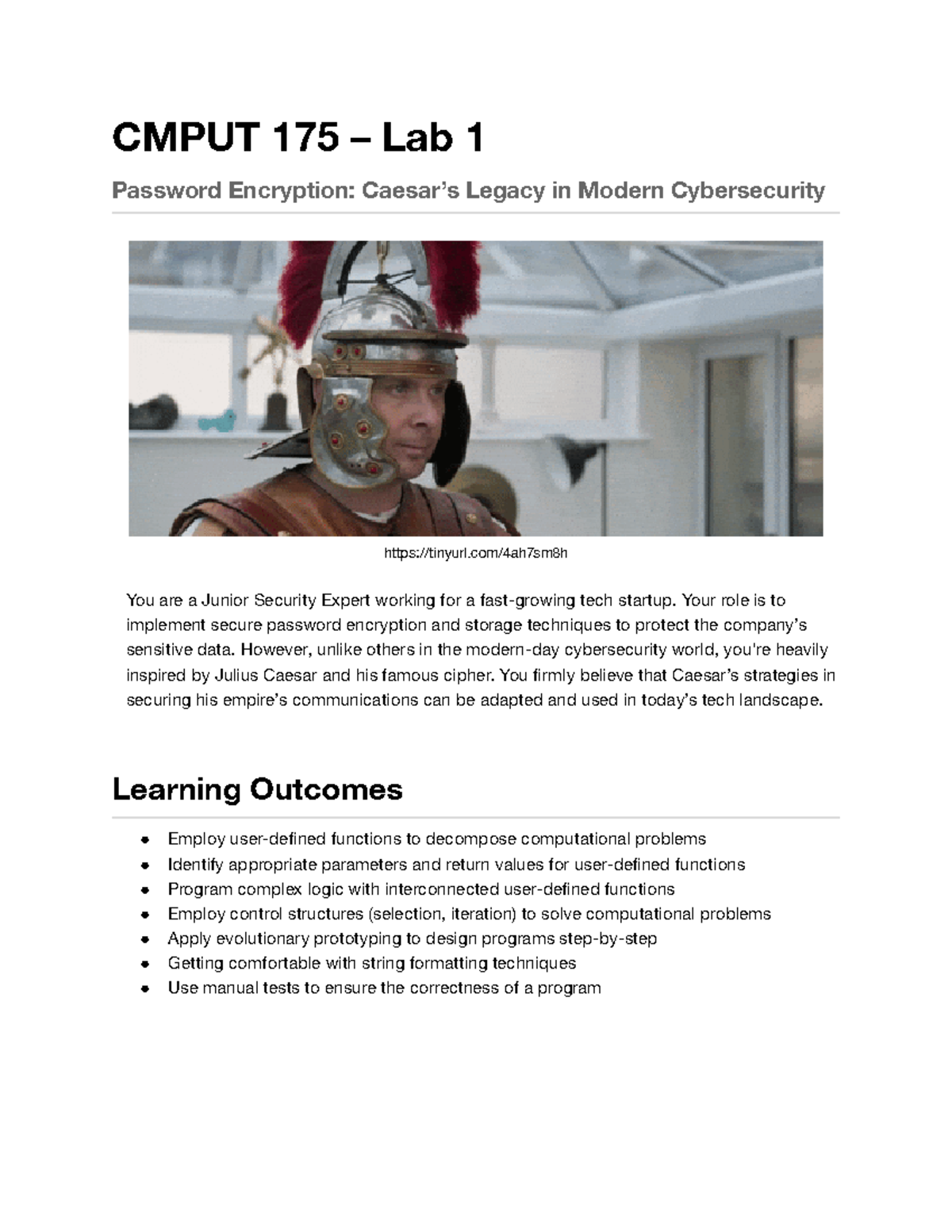 Lab 1 Description - Cmput 175 lab 1 - CMPUT 175 – Lab 1 Password ...