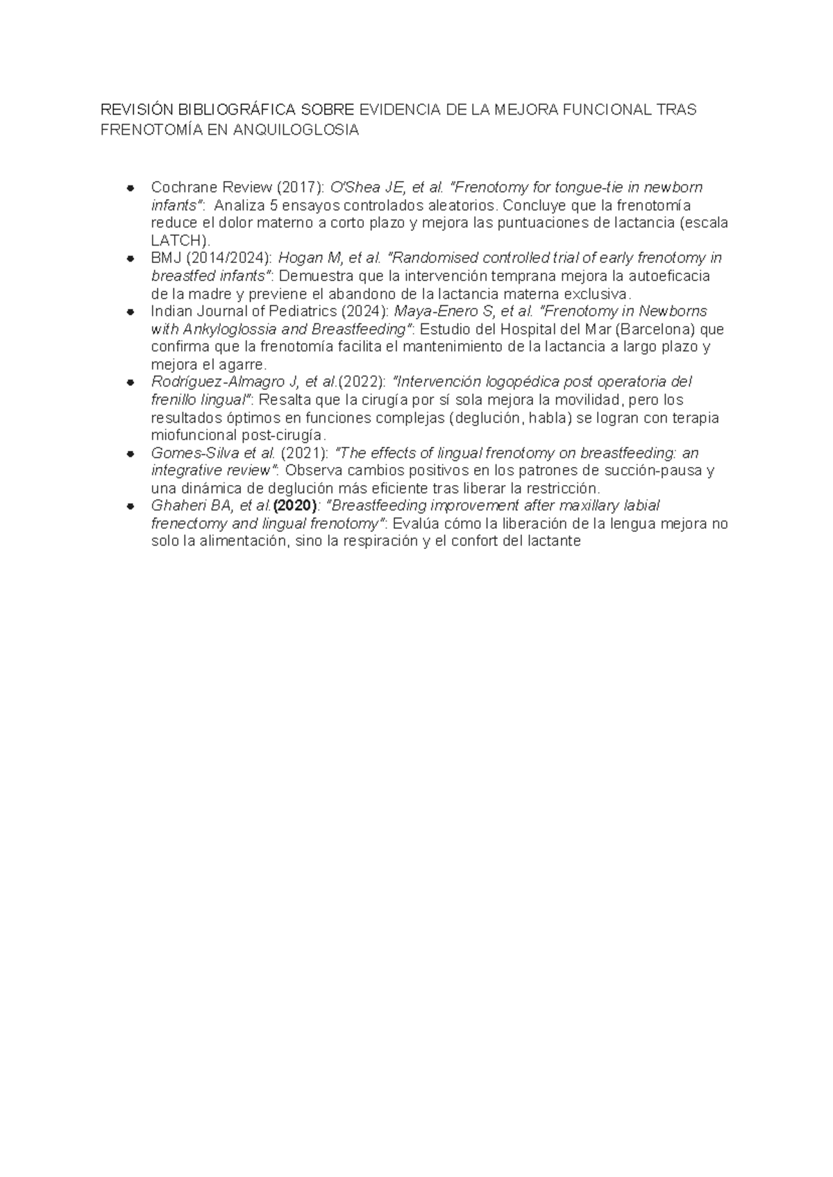 Revisión Bibliográfica sobre Mejora Funcional tras Frenotomía en ...