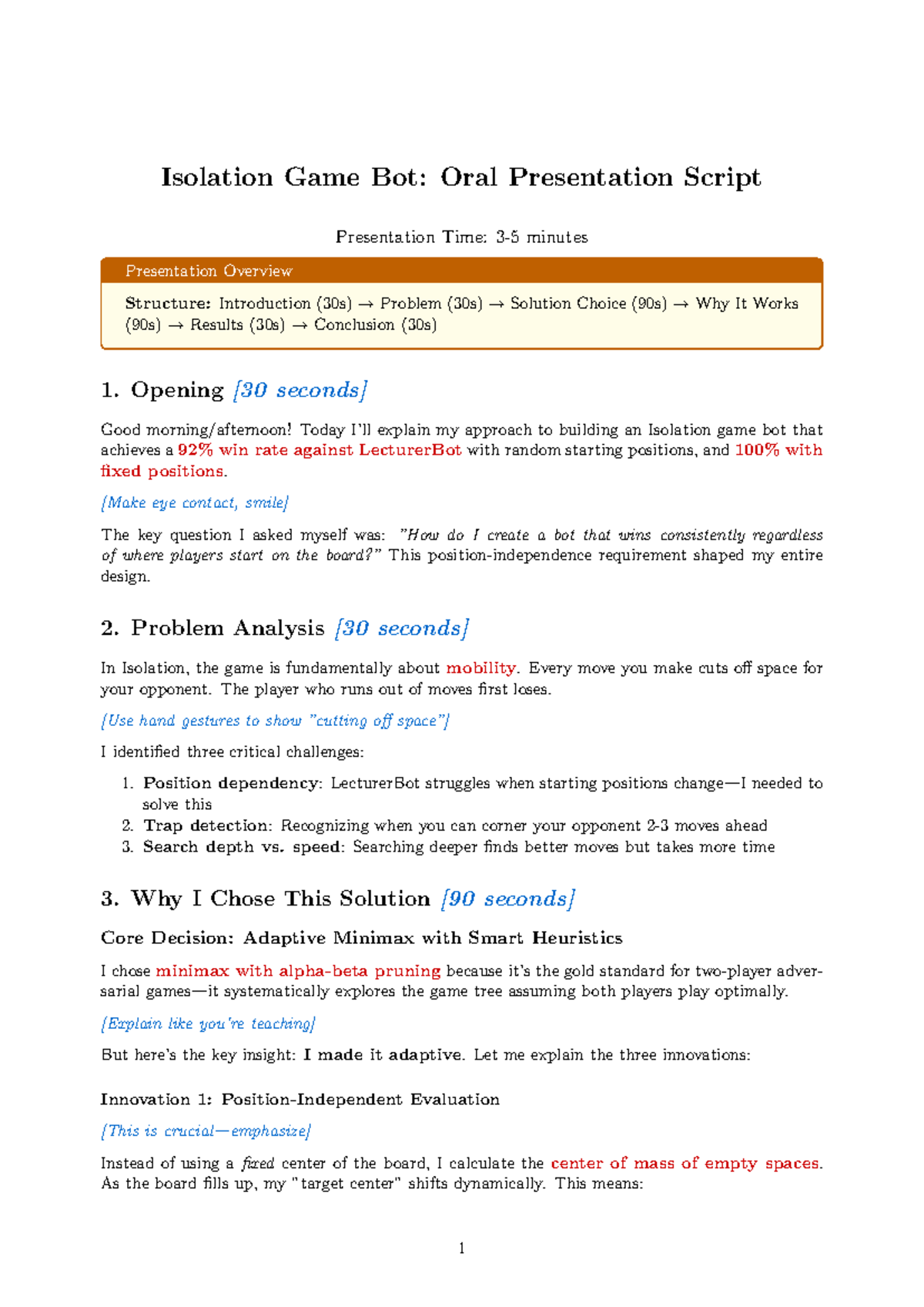 Isolation Game Bot: Oral Presentation Script (CS101) - Studocu