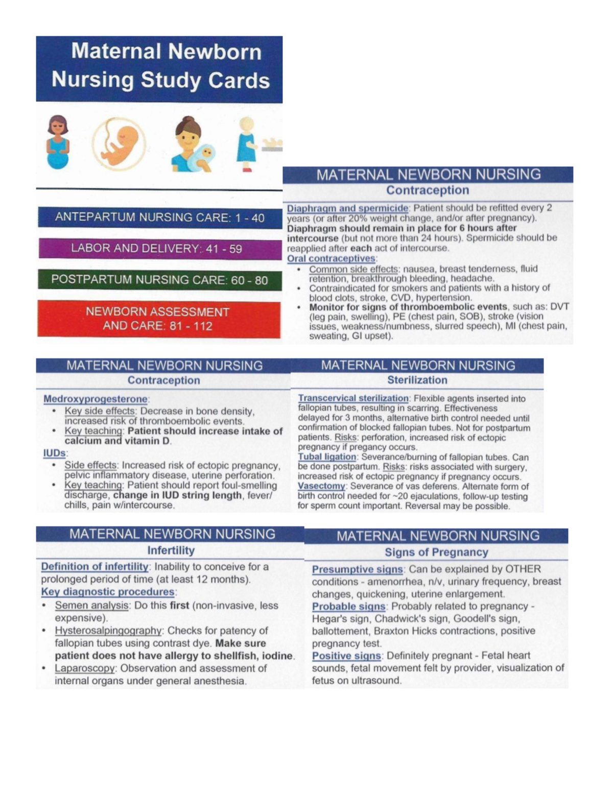 Maternal Newborn Nursing Study Cards: Key Concepts and Care Guidelines ...