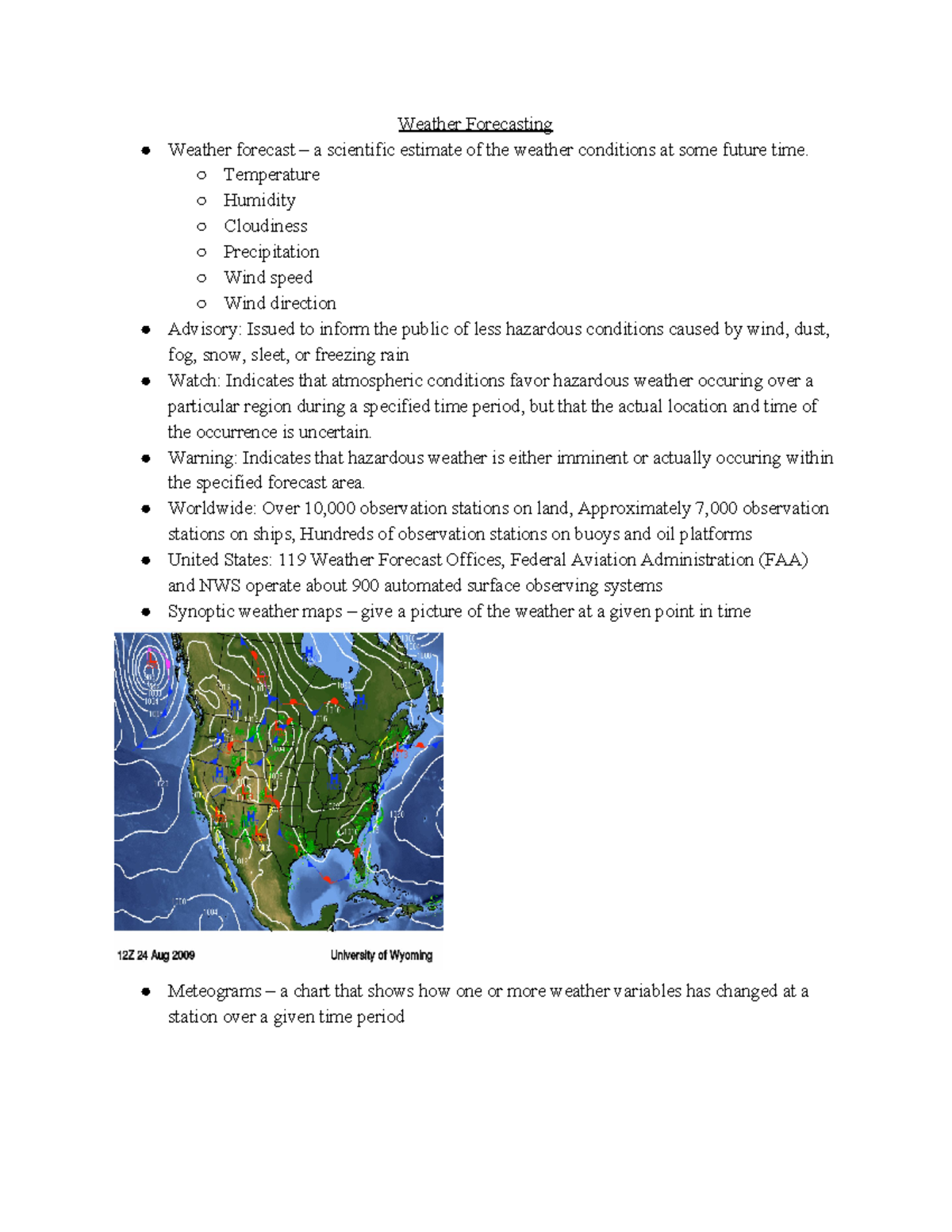 Weather Forecasting - Lecture Notes 10: Understanding Key Concepts ...