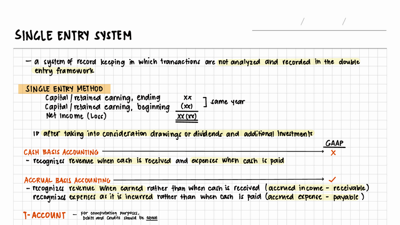 Single Entry System Overview and Key Concepts - Studocu