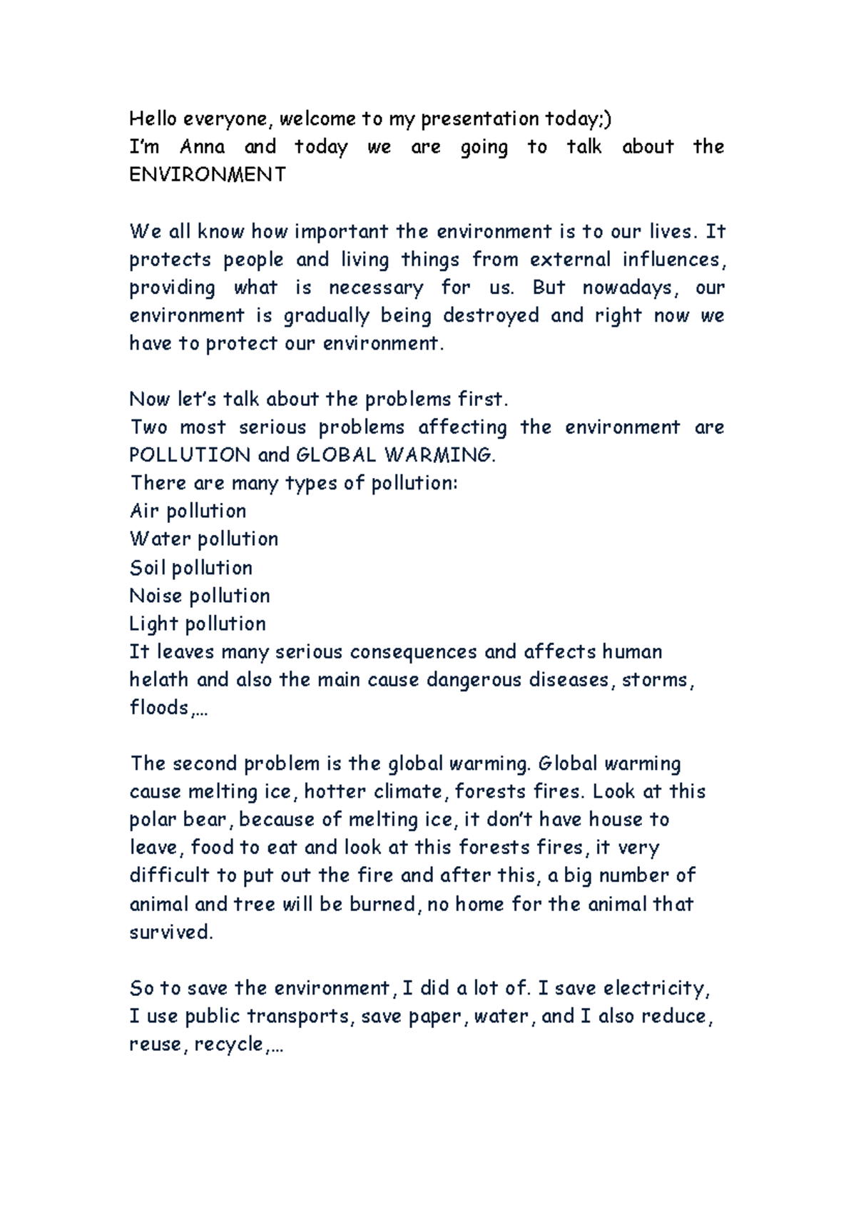 ENV 101: Presentation on Environmental Issues and Solutions - Studocu