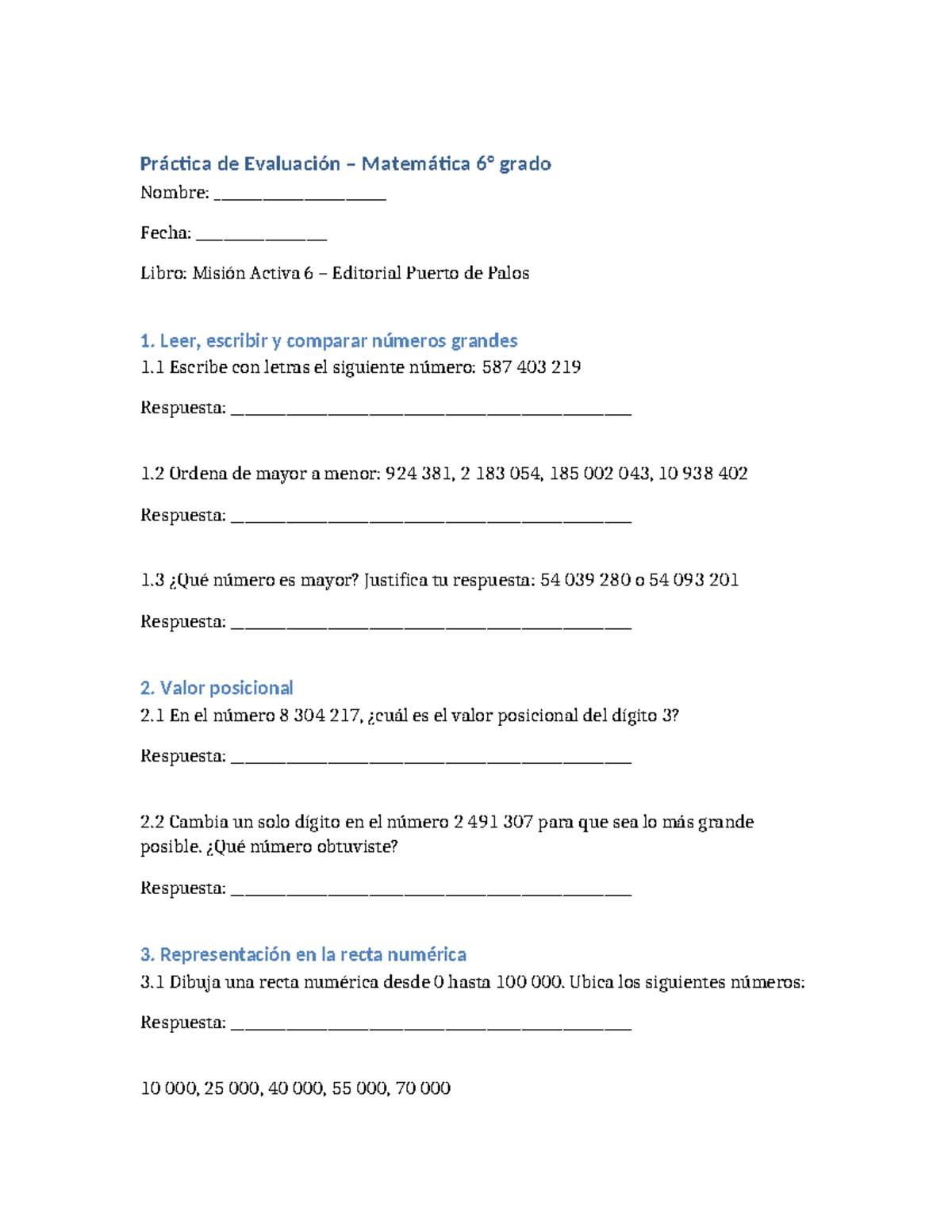 Evaluación Matemática 6to Grado: Práctica y Ejercicios Clave - Studocu