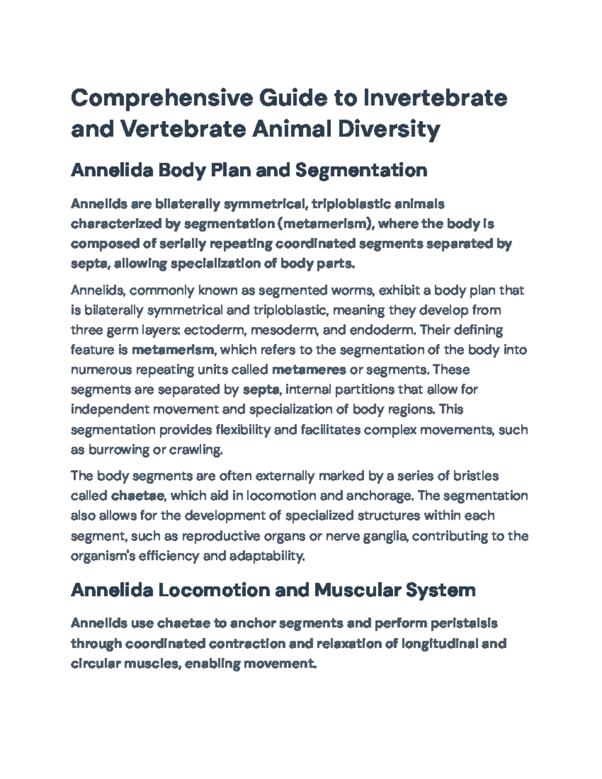 Comprehensive Guide to Invertebrate & Vertebrate Diversity (BIO 101 ...