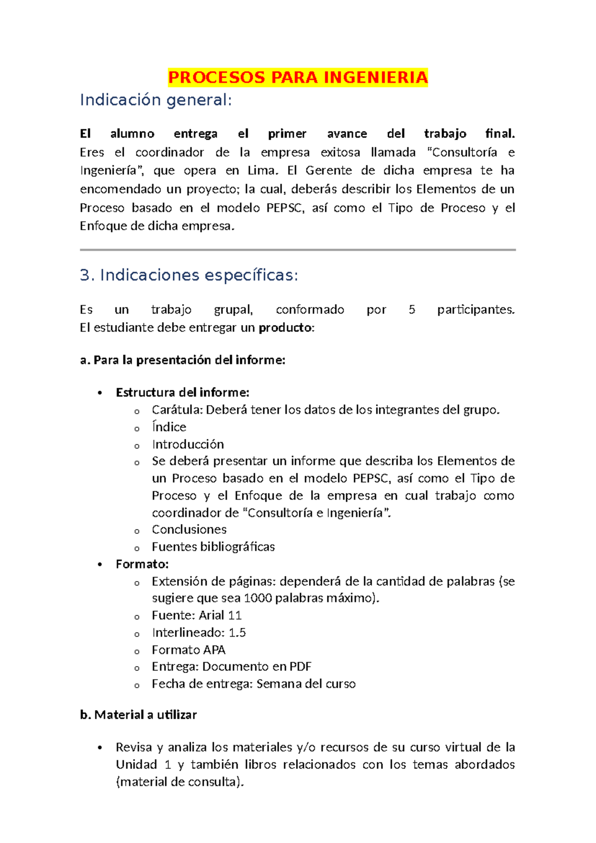 (AC-S02) Semana 02 – Primer Avance: Elementos del Proceso PEPSC - Studocu