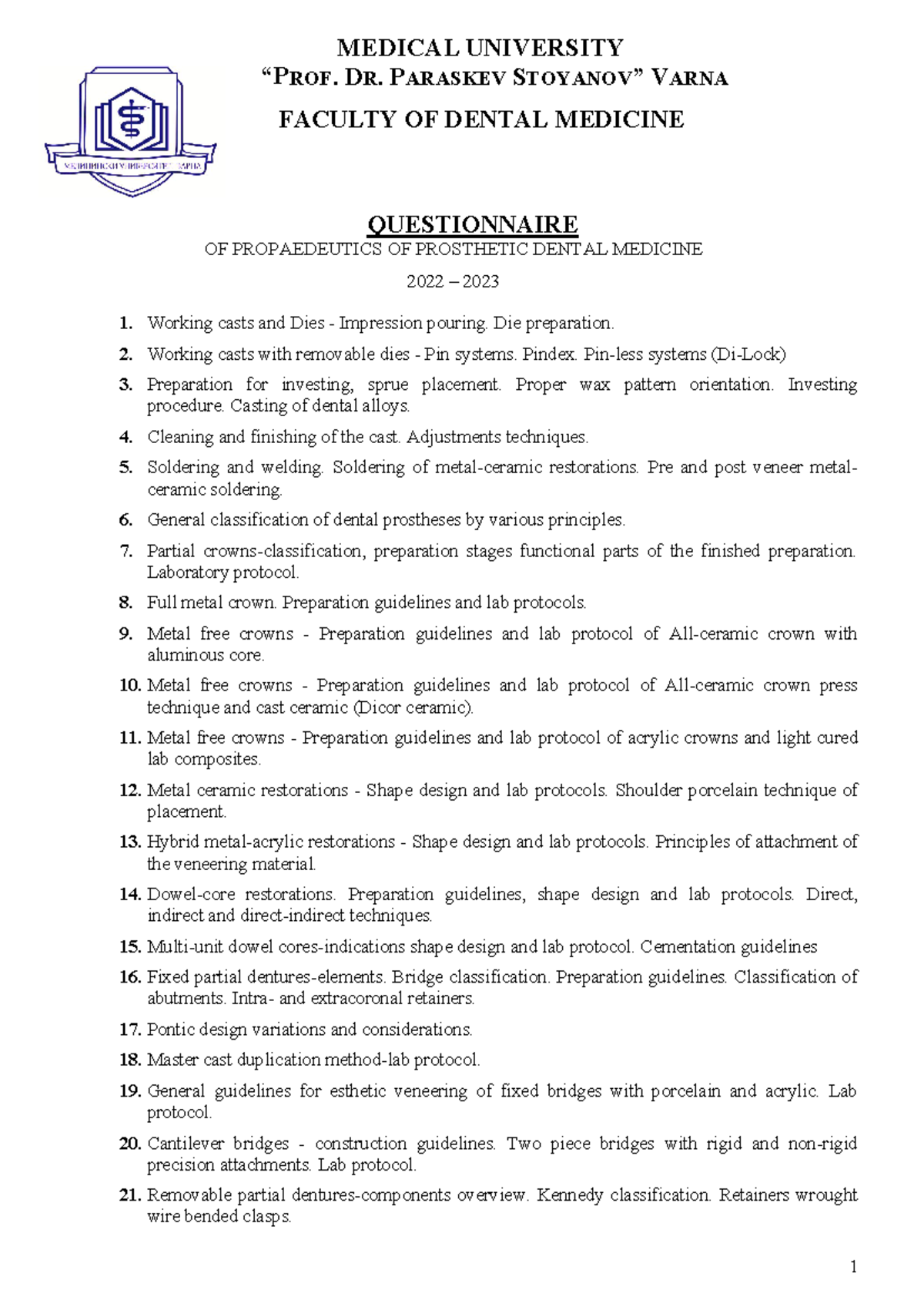 PDM 2022-2023: Comprehensive Guide to Prosthetic Dentistry Techniques ...