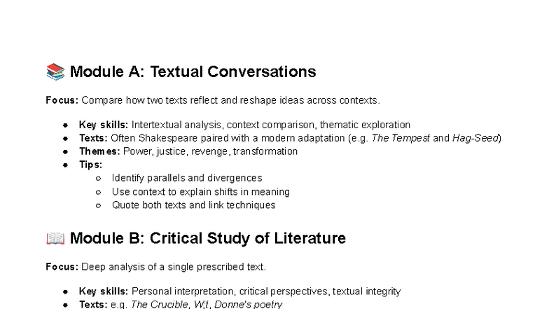 ENG ADV HSC Notes: Textual Conversations & Craft of Writing - Studocu