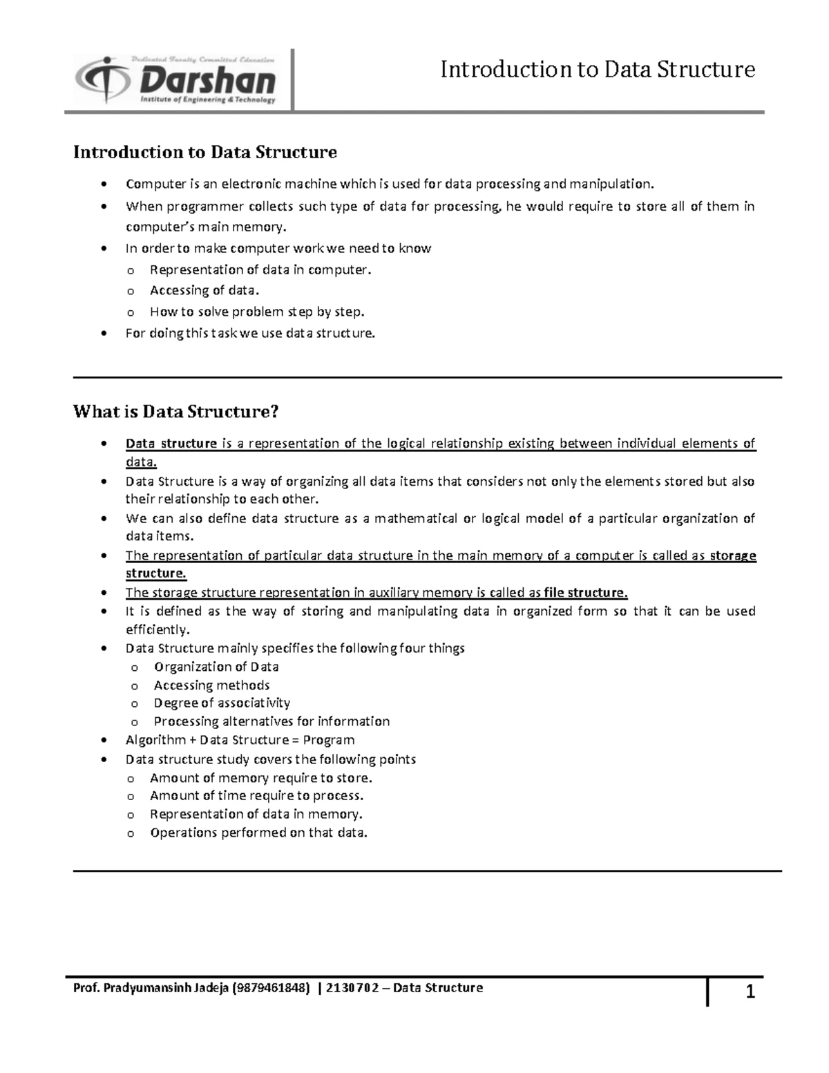 Practicals - DS Practical's 2list - Practical :- 1 Aim:- Introduction ...