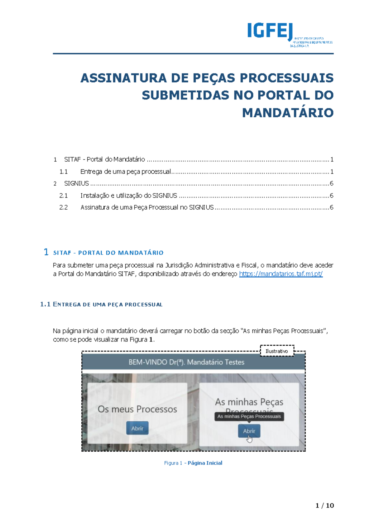 Manual de Utilização do SITAF e SIGNIUS para Entrega de Peça Processual ...