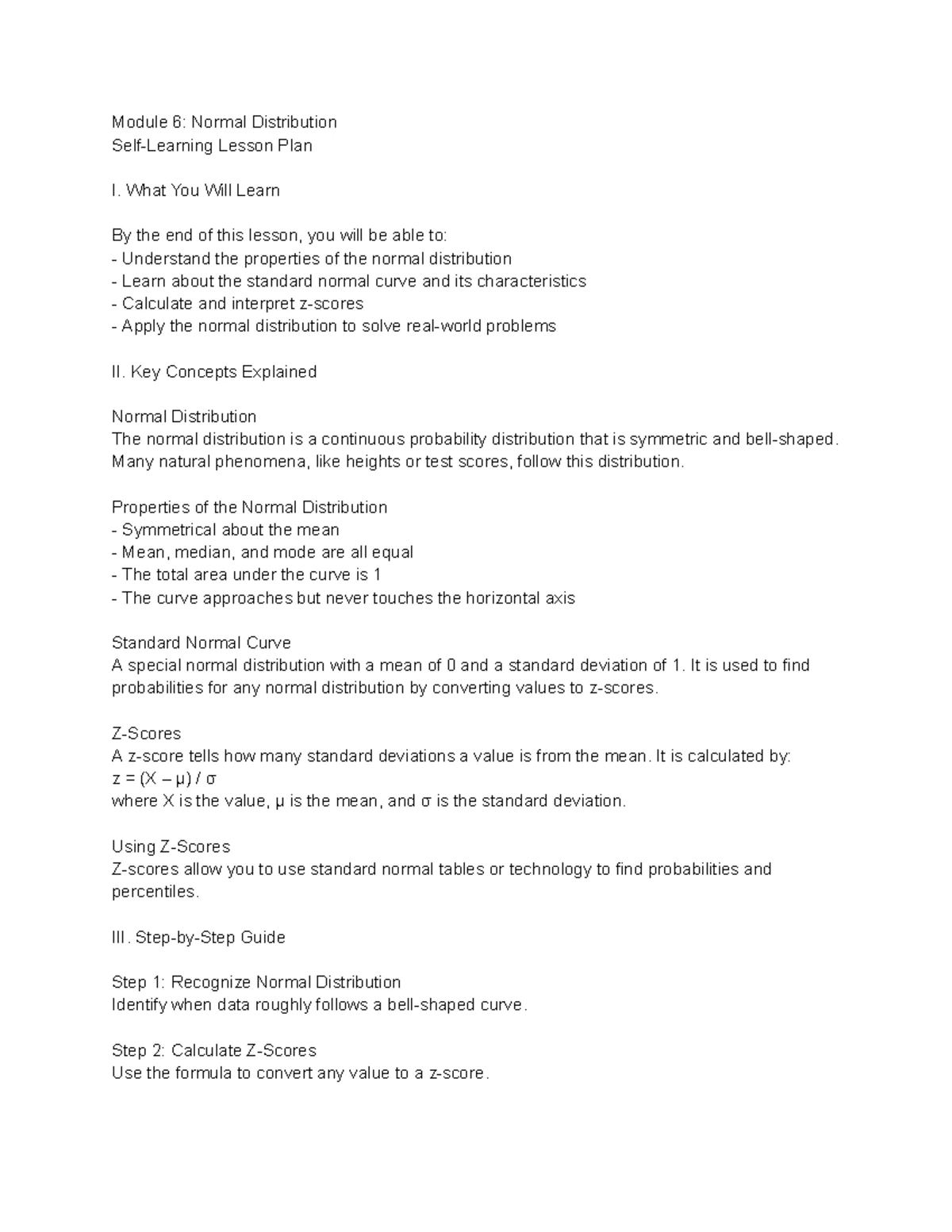 Module 3: Probability Lesson Plan and Key Concepts - Studocu
