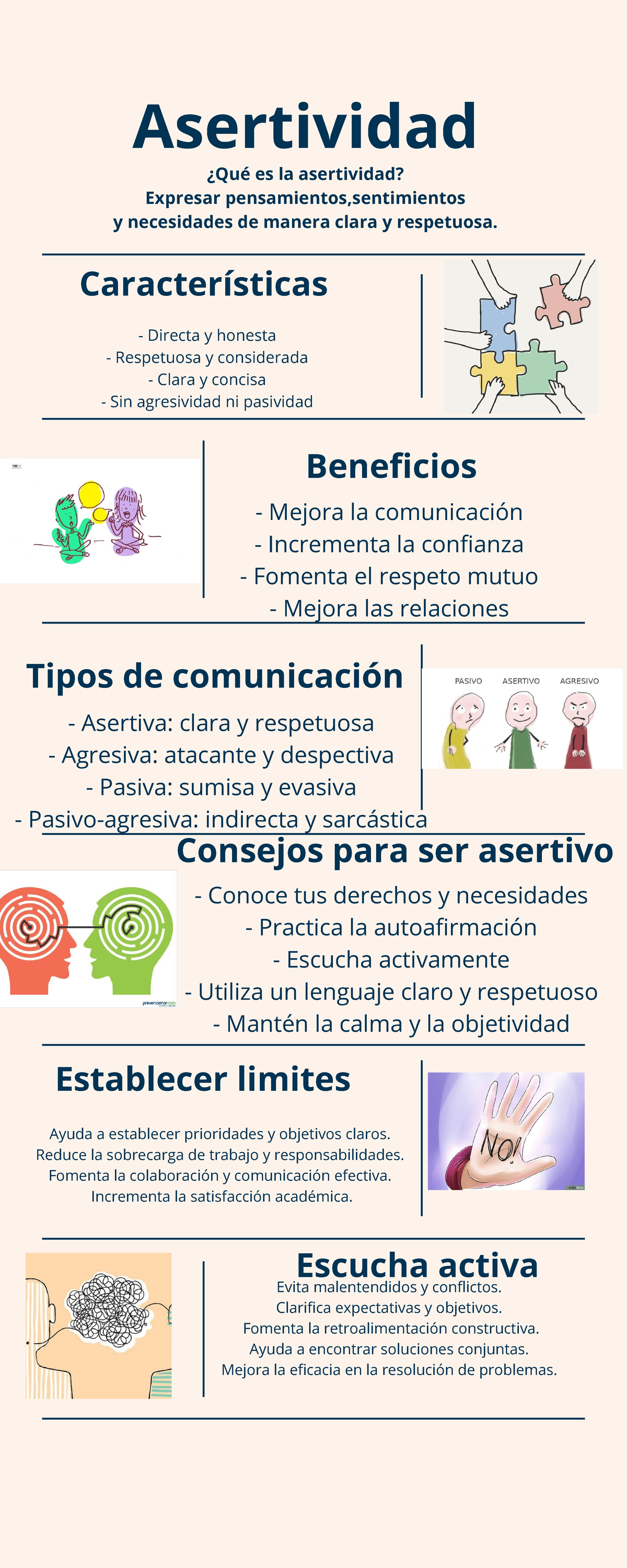 Infografía sobre Asertividad: Características y Consejos Clave - Studocu