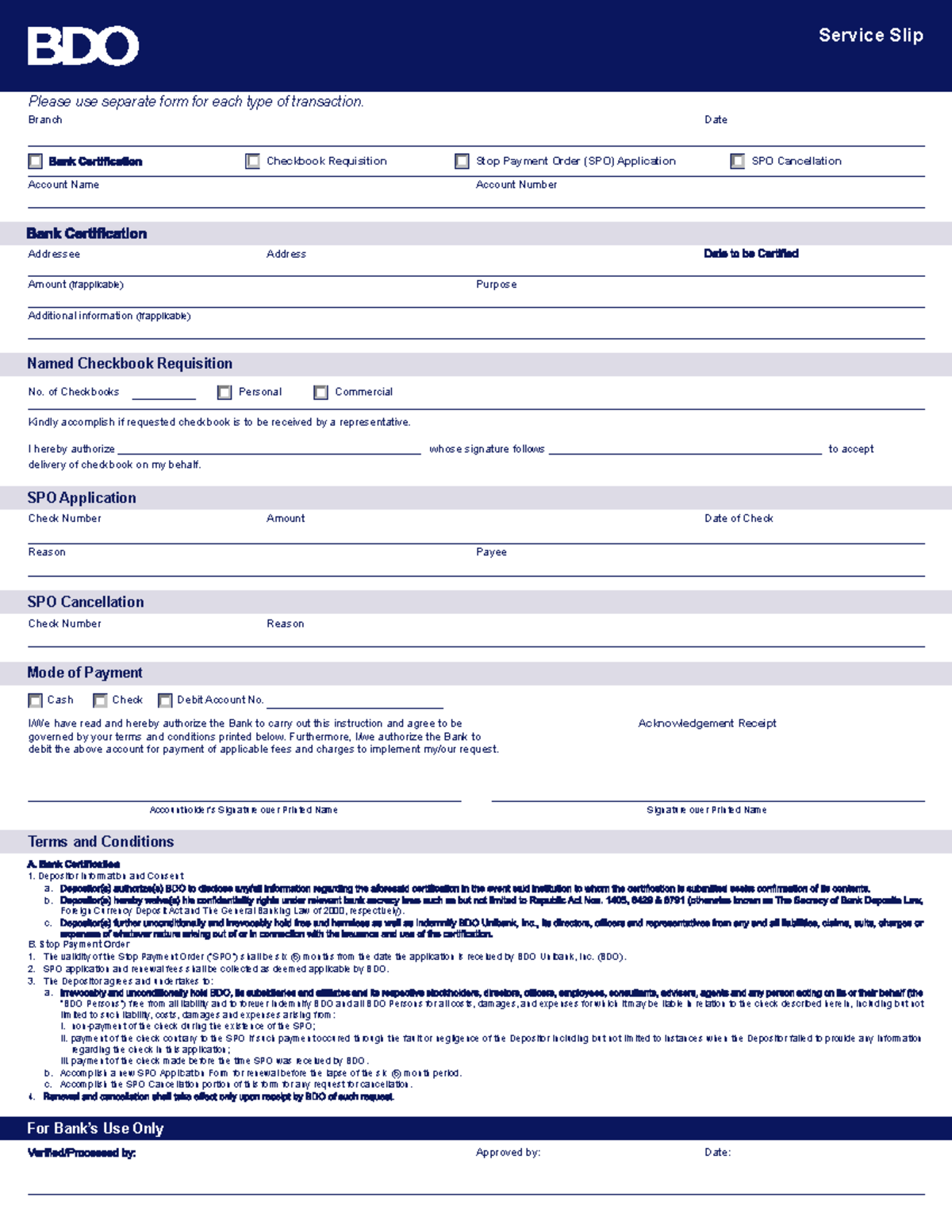 Service Slip - Final Sample for SPO Application and Cancellation - Studocu