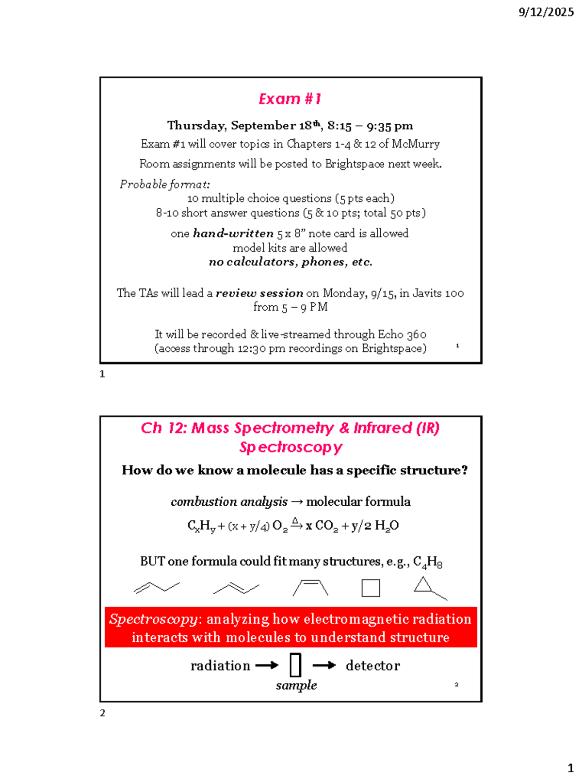 Ch 12: Mass Spectrometry & IR Spectroscopy Exam Prep Notes - Studocu