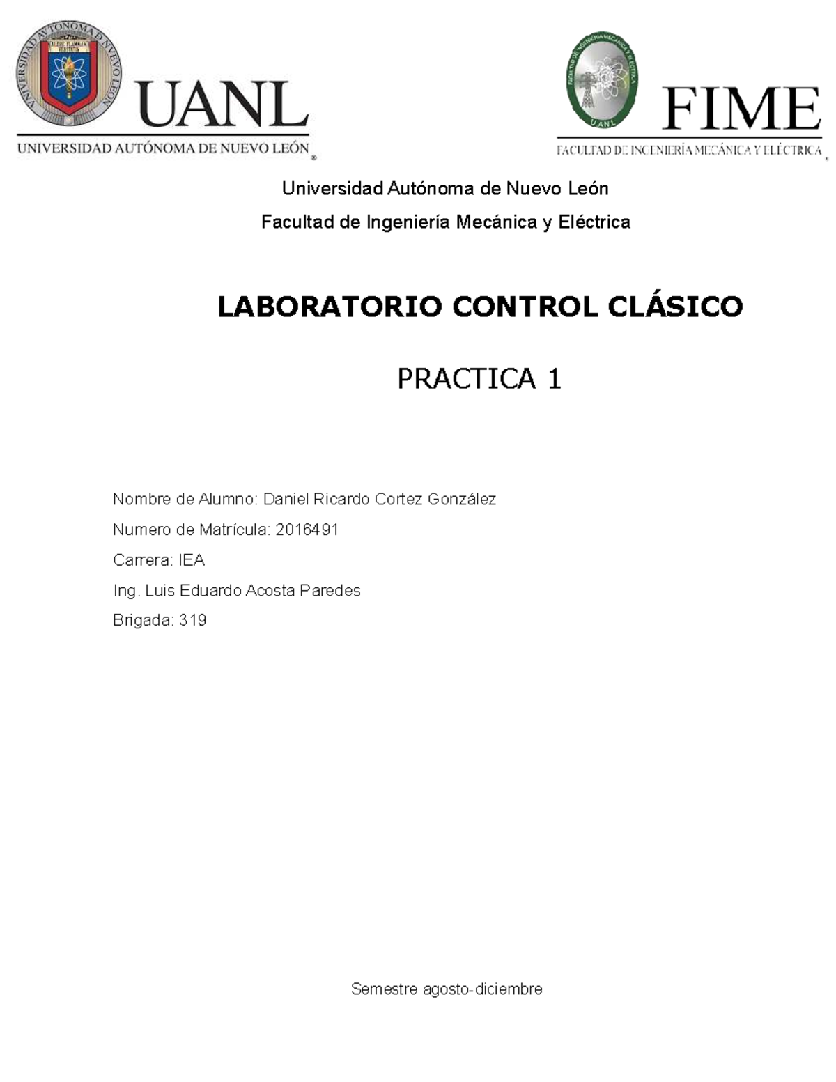 Práctica 1: Control Clásico con Scilab - IEA 2016491 - Studocu