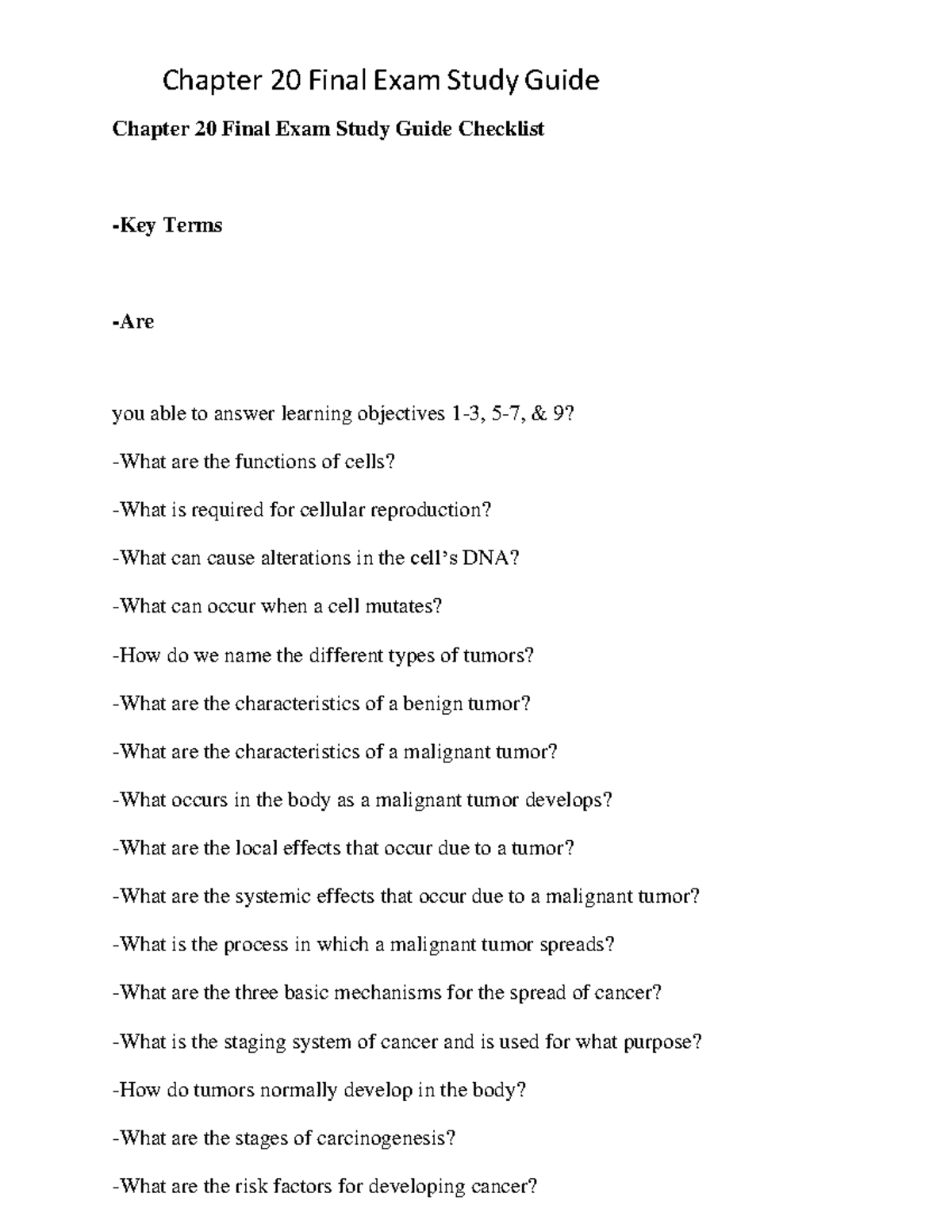 Gould Patho Final Exam Study Guide: Key Topics & Concepts - Studocu