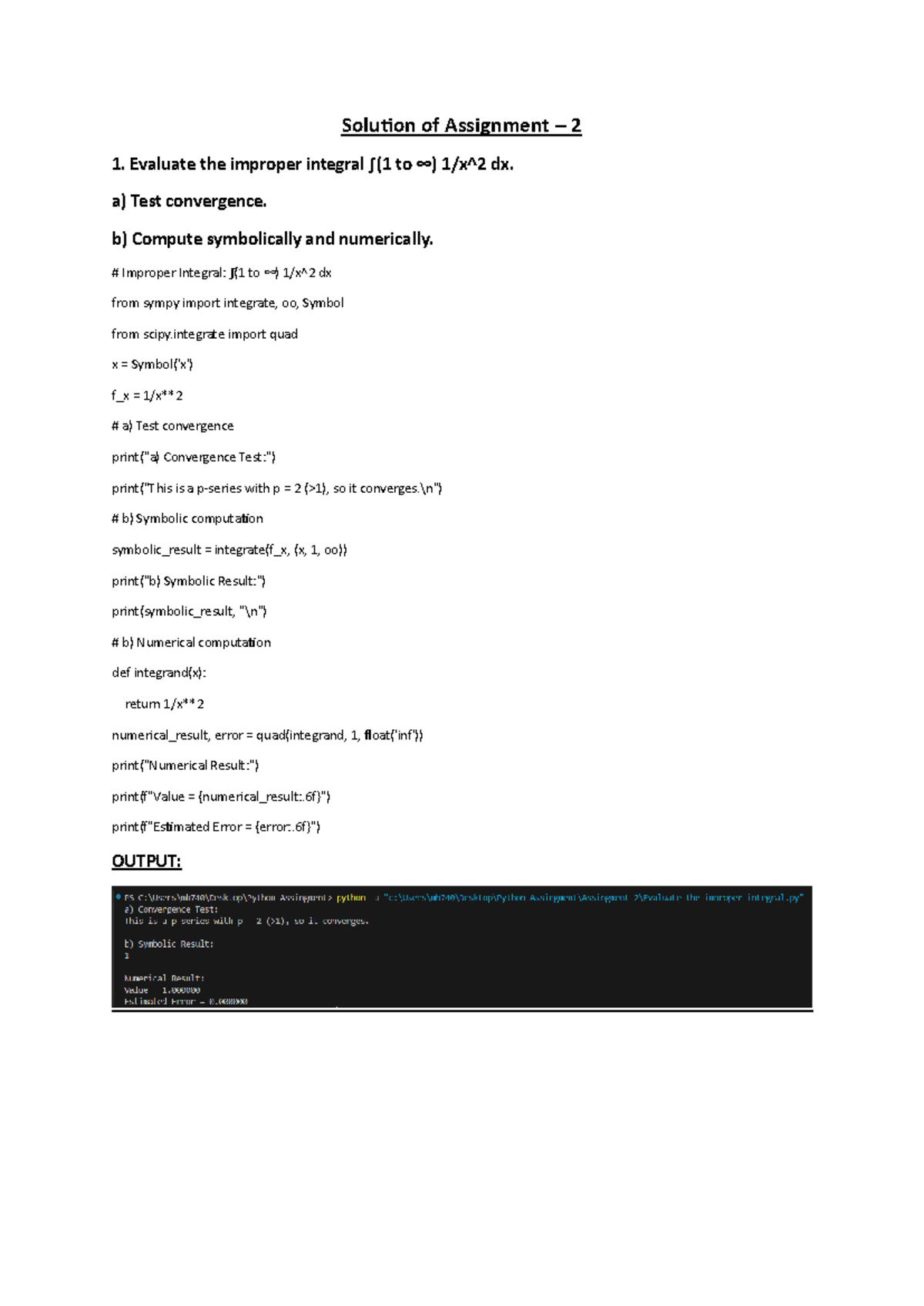 Solution of Assignment 2: Improper Integrals & Gamma/Beta Functions ...