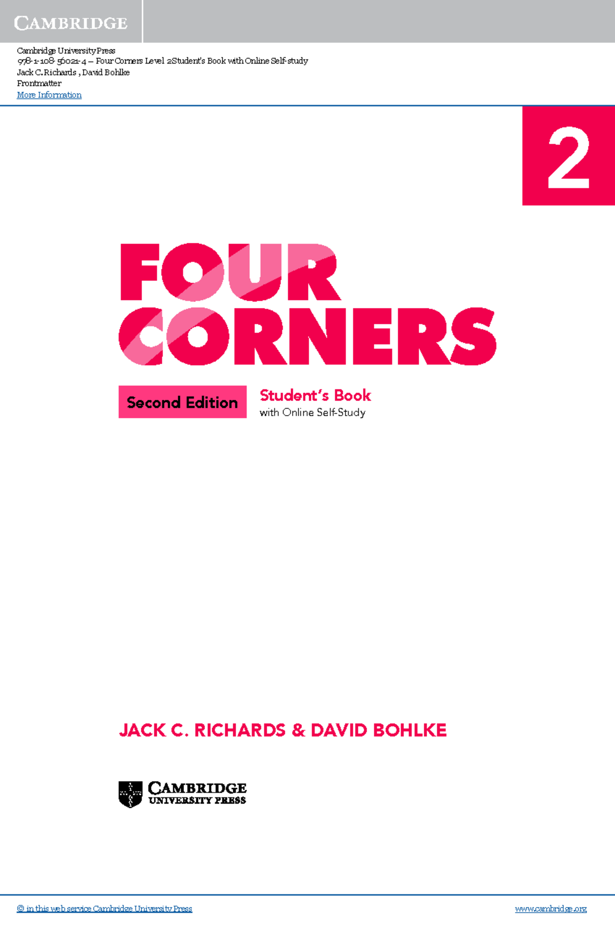 526161652 Four Corners Level 2 Student's Book with Self-Study - Studocu